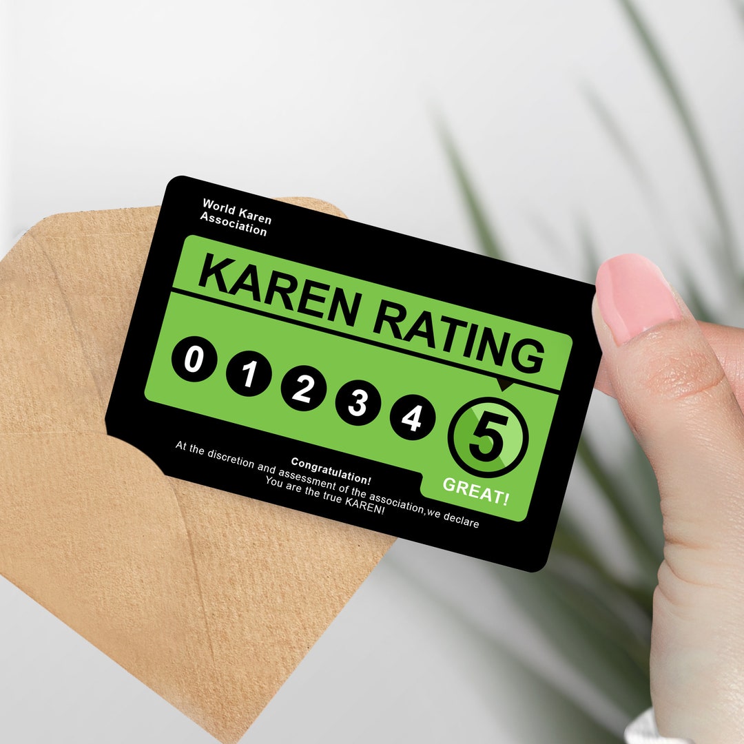 Novelty Card, "karen Rating" – Rate Your Friends, Joke Meme, Funny Gift ...