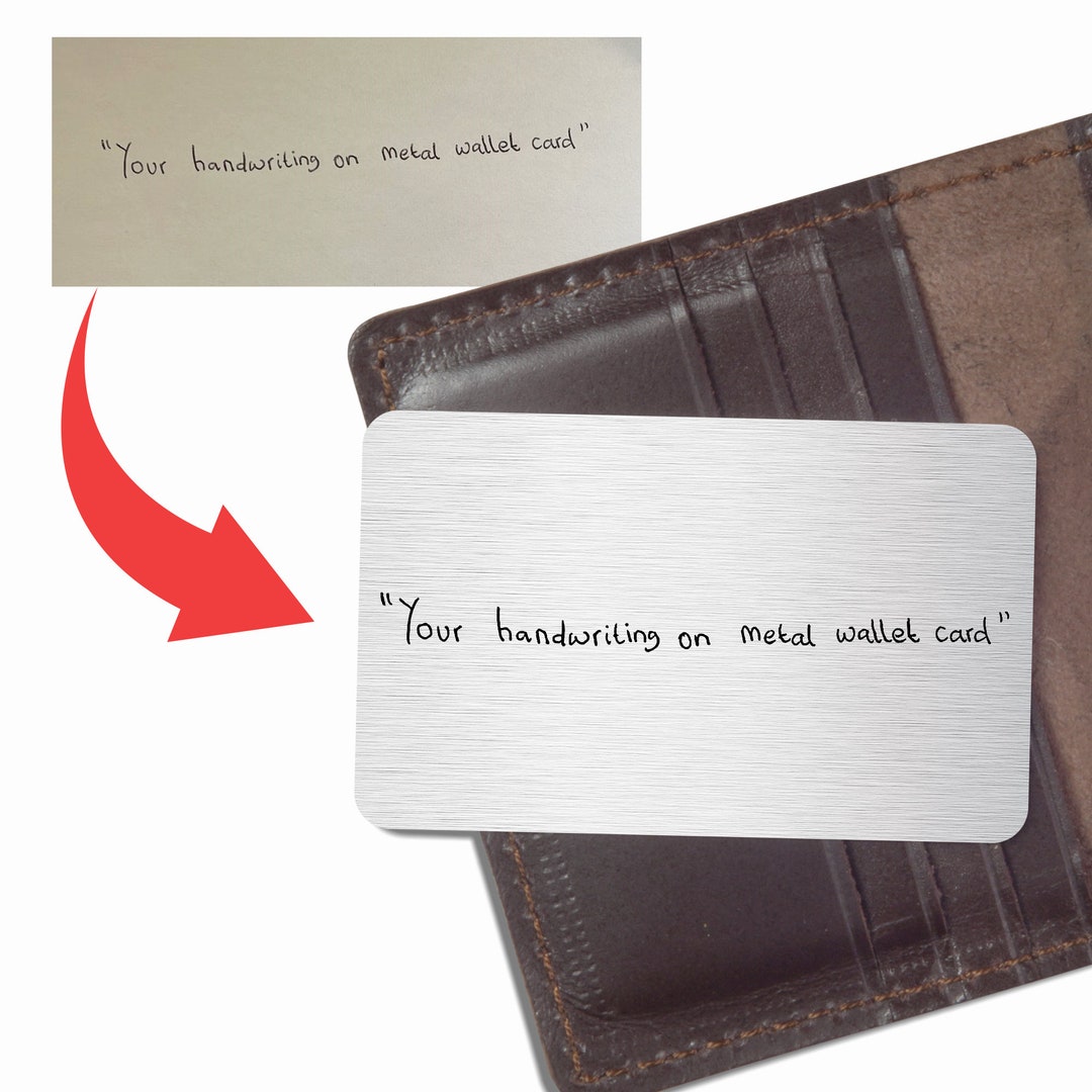 Personalised Your Handwriting Metal Cards - Handwriting Cards, Own ...