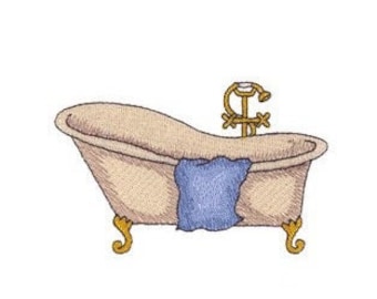 Relax & Unwind Machine Embroidery Design, Antique Bathtub Embroidery ...