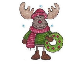 Moose With Flower Pot Machine Embroidery Design - Etsy