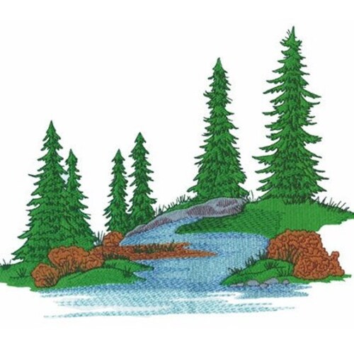 Mountain With A River Machine Embroidery Design - Etsy