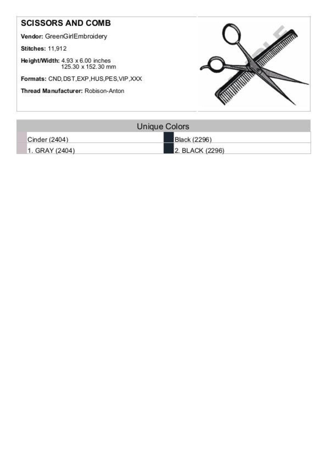 Scissors and Comb Machine Embroidery Design - Etsy