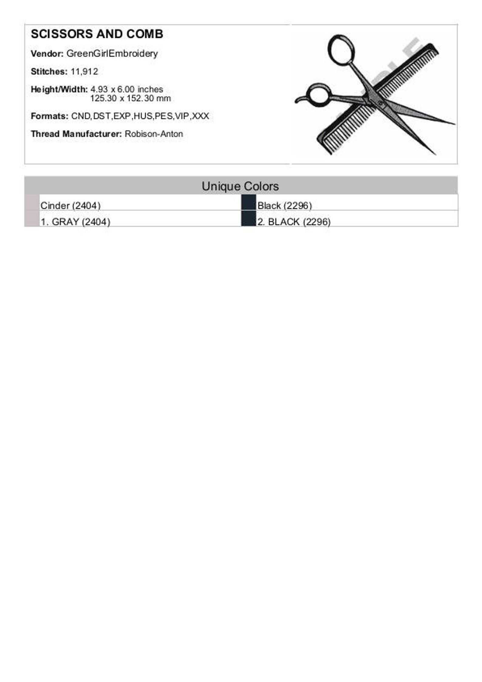 Scissors and Comb Machine Embroidery Design - Etsy