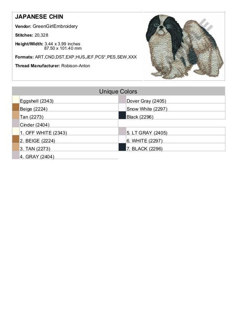 Japanese Chin Machine Embroidery Design - Etsy