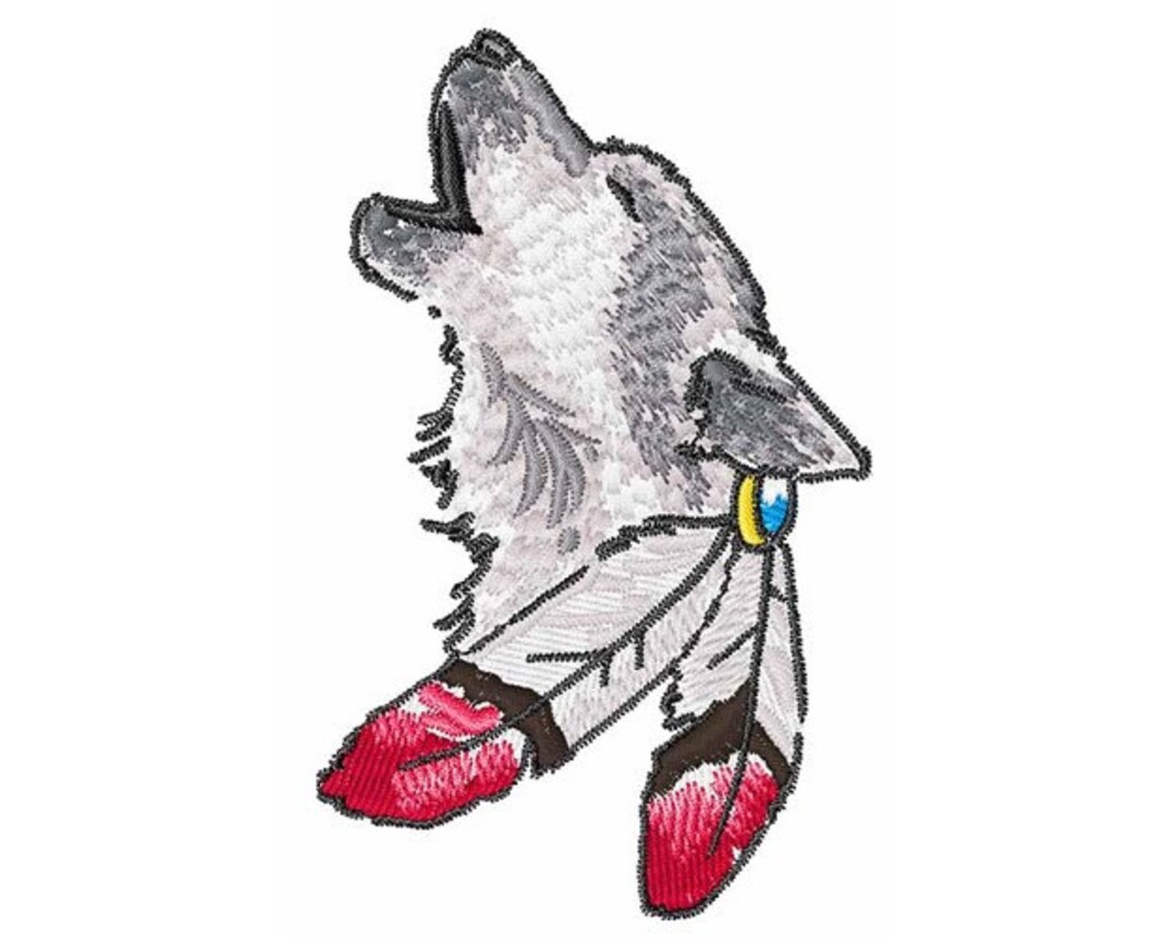 Wolf and Feathers - Machine Embroidery Design - Etsy