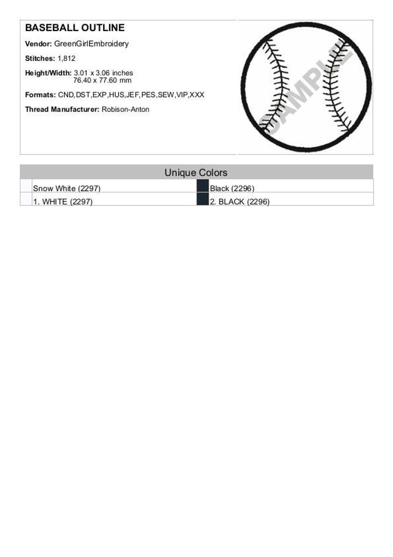 Baseball Outline - Machine Embroidery Design - Etsy