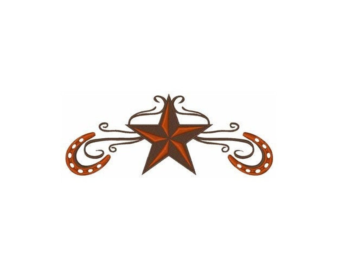 Horseshoe Star Scroll Machine Embroidery Design - Etsy