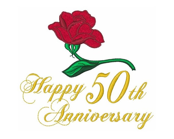 Anniversary 50th Machine Embroidery Design - Etsy