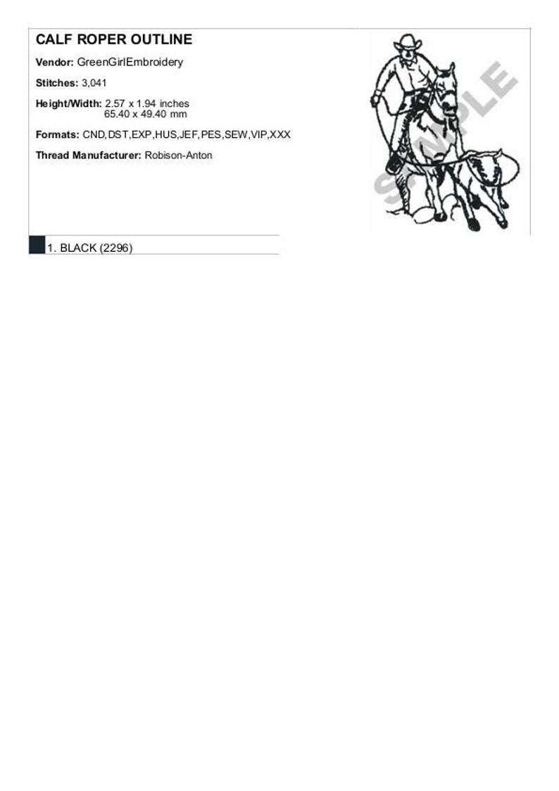 Calf Roper Outline Machine Embroidery Design - Etsy