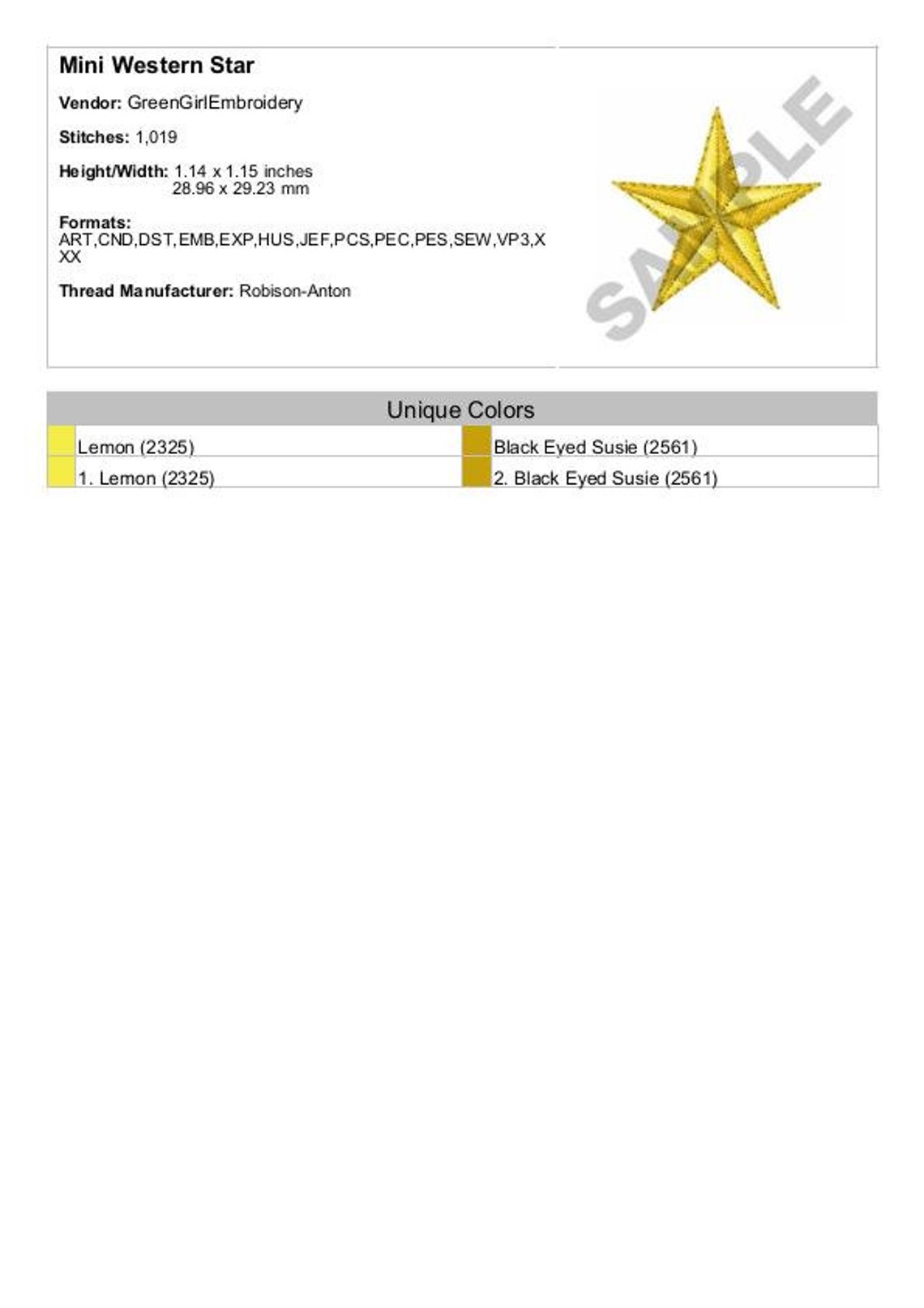 Mini Western Star Machine Embroidery Design - Etsy