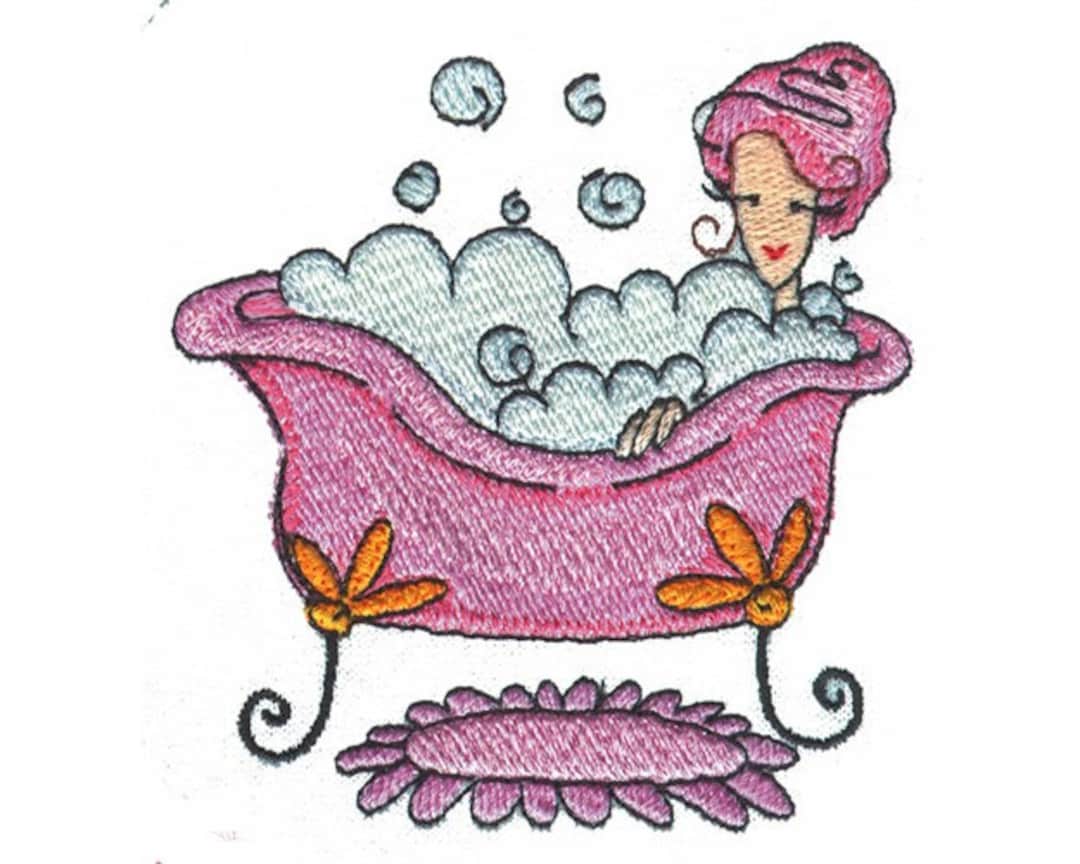 Bathing Woman - Machine Embroidery Design - Etsy