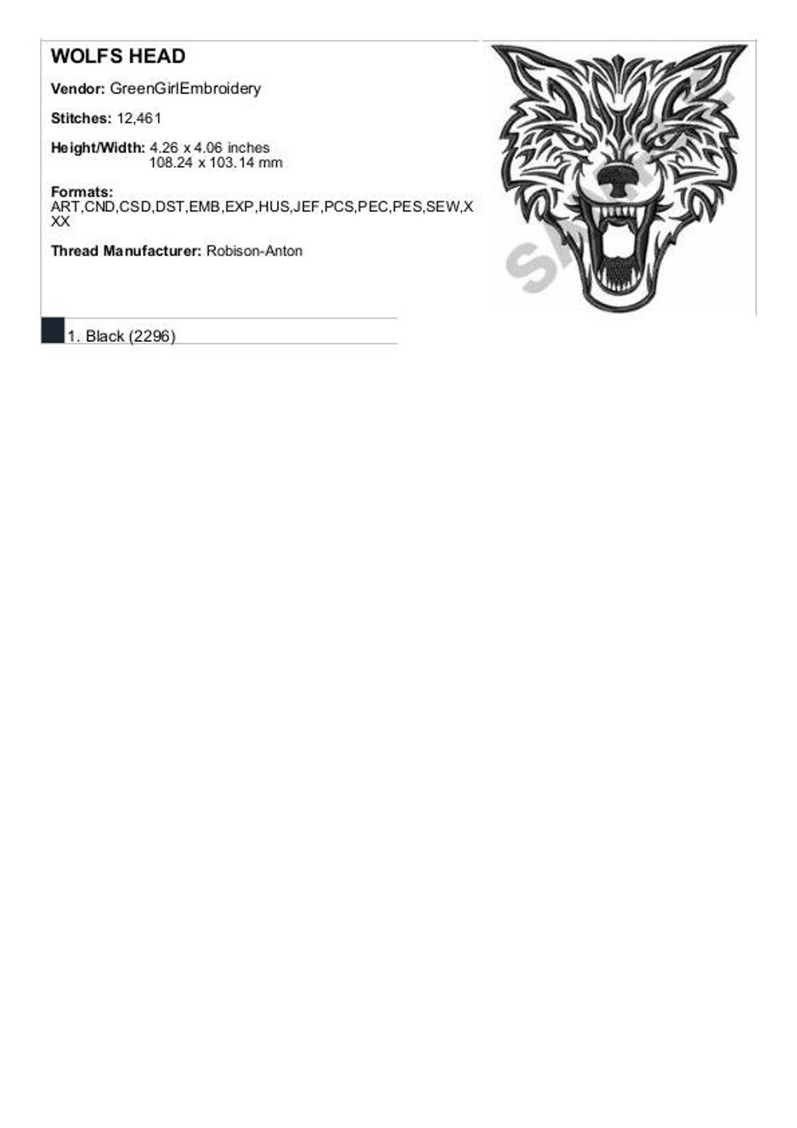 Wolfs Head - Machine Embroidery Design - Etsy