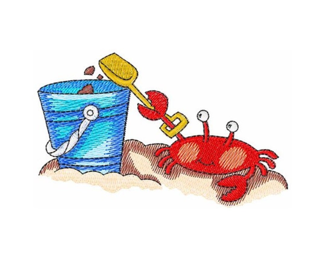 Crab on Beach - Machine Embroidery Design - Etsy