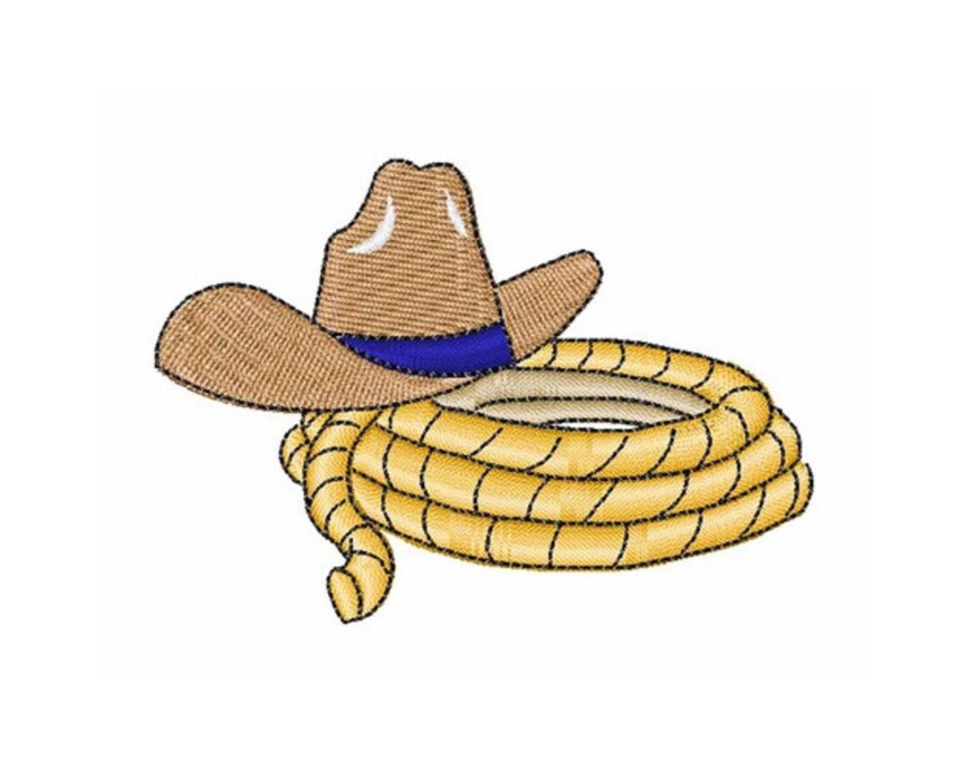 Cowboy Hat and Rope Machine Embroidery Design - Etsy
