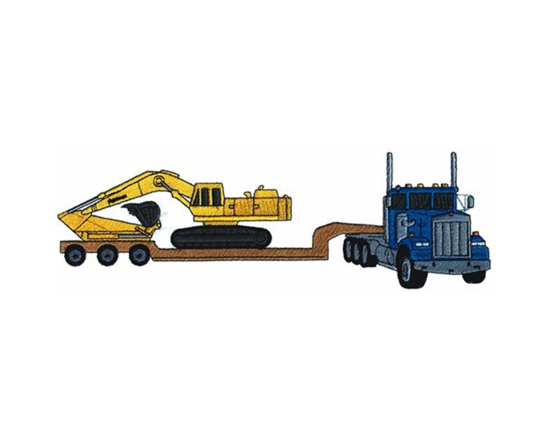 Flatbed Truck & Excavator - Machine Embroidery Design - Etsy