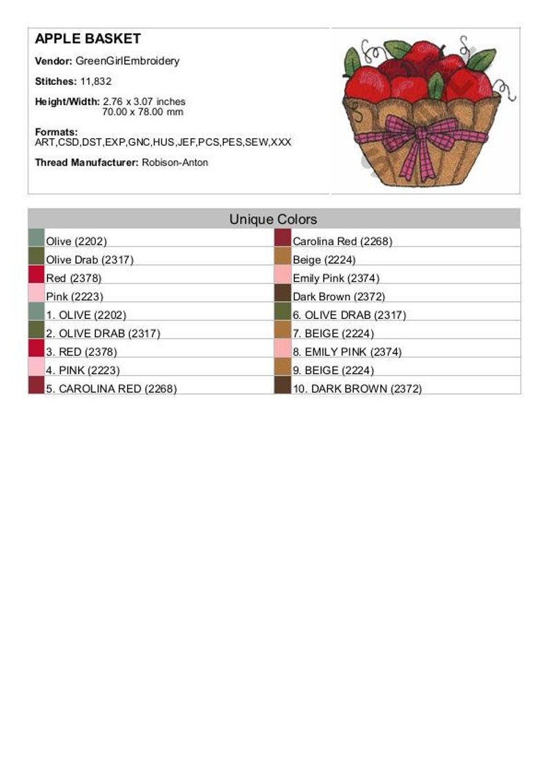 Apple Basket Machine Embroidery Design - Etsy