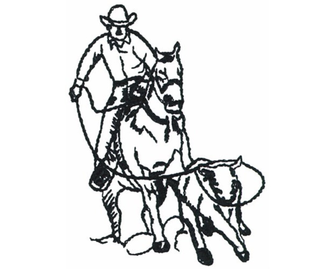 Calf Roper Outline - Machine Embroidery Design - Etsy