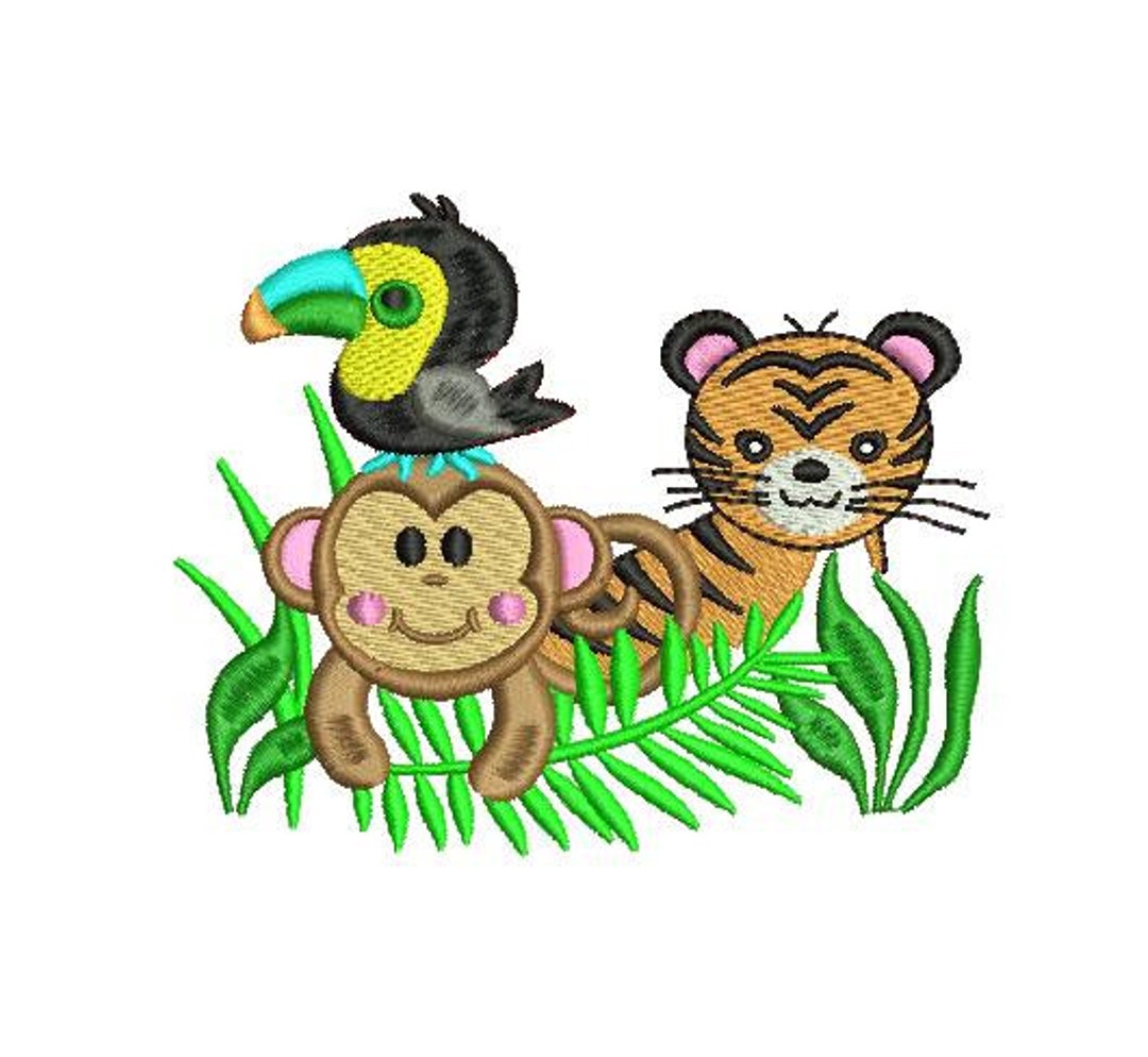 Jungle Baby Animals Machine Embroidery Design - Etsy