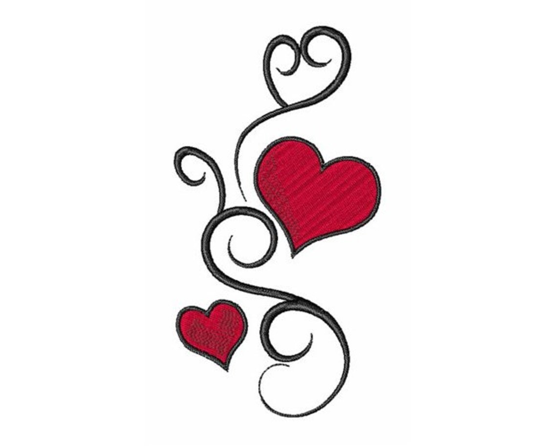 Swirl Hearts Machine Embroidery Design - Etsy