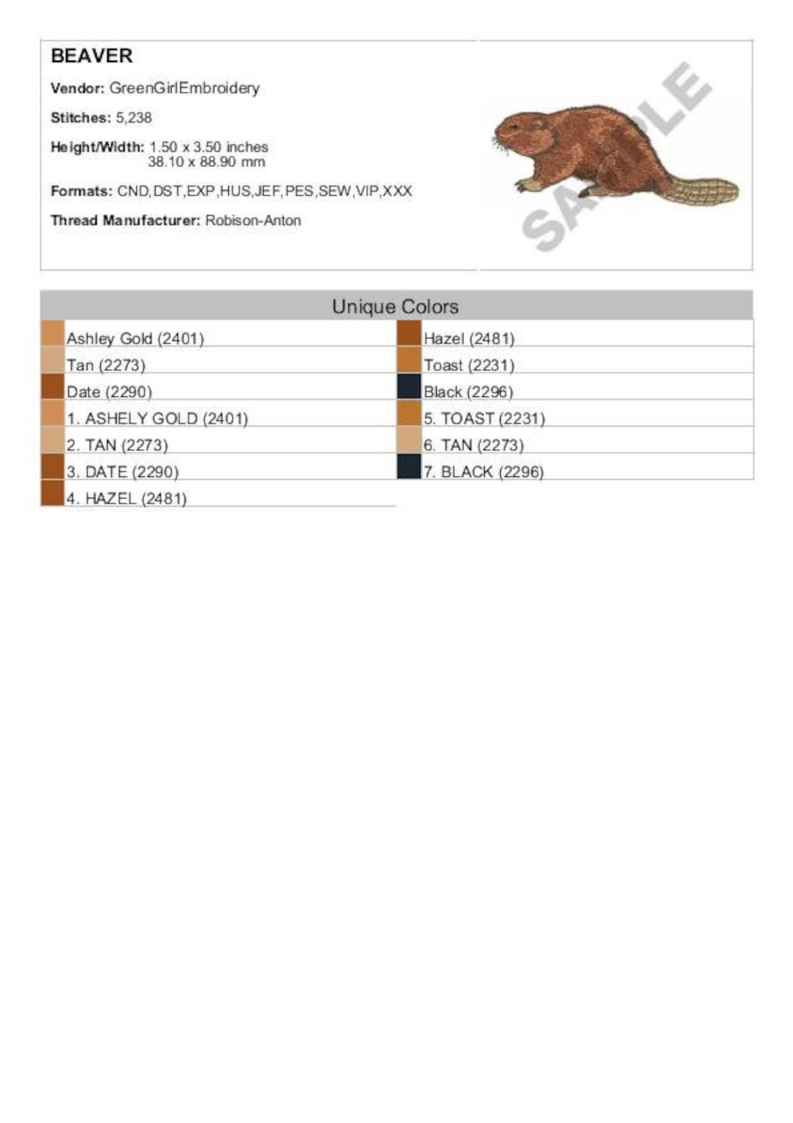 Beaver - Machine Embroidery Design - Etsy