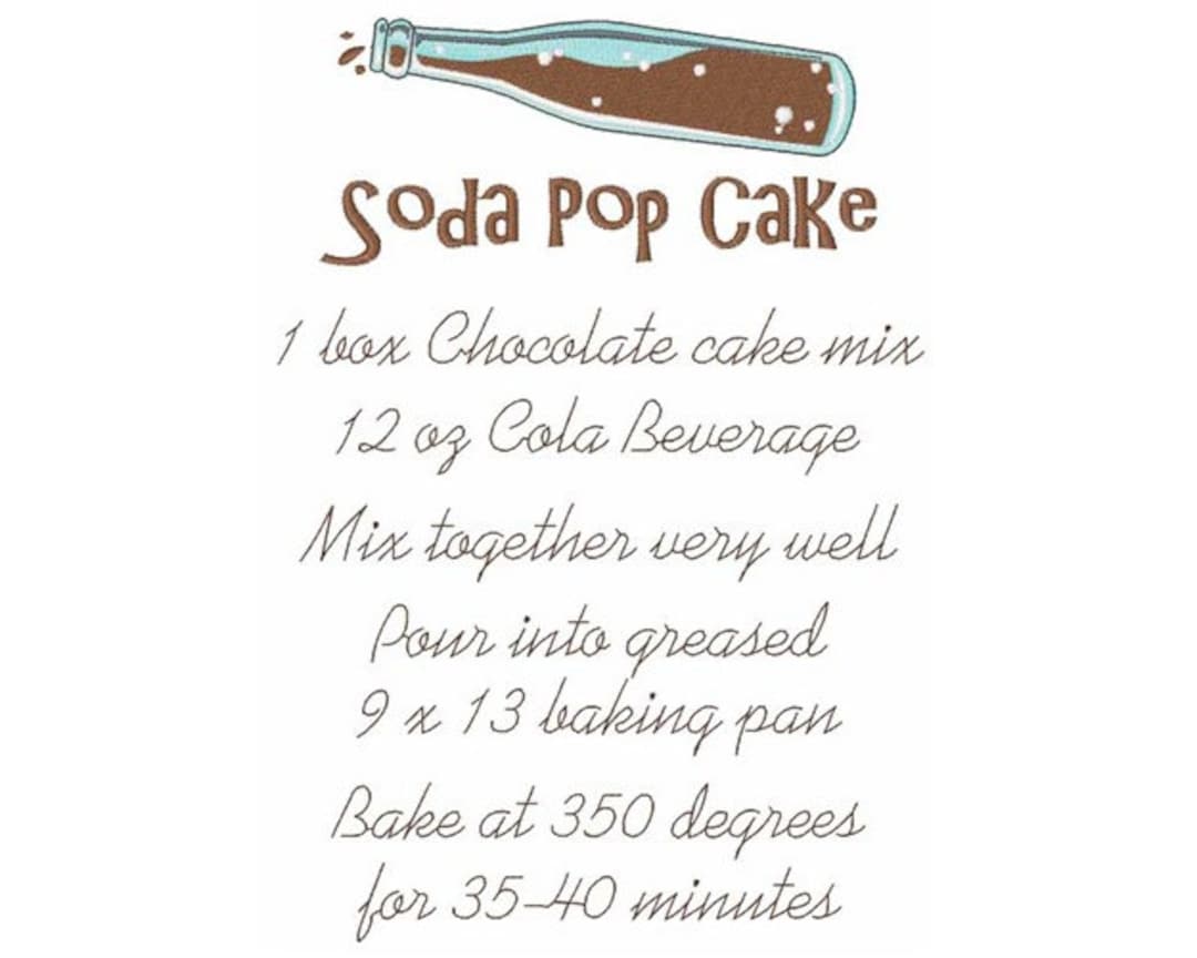 Soda Pop Cake Recipe Machine Embroidery Design - Etsy