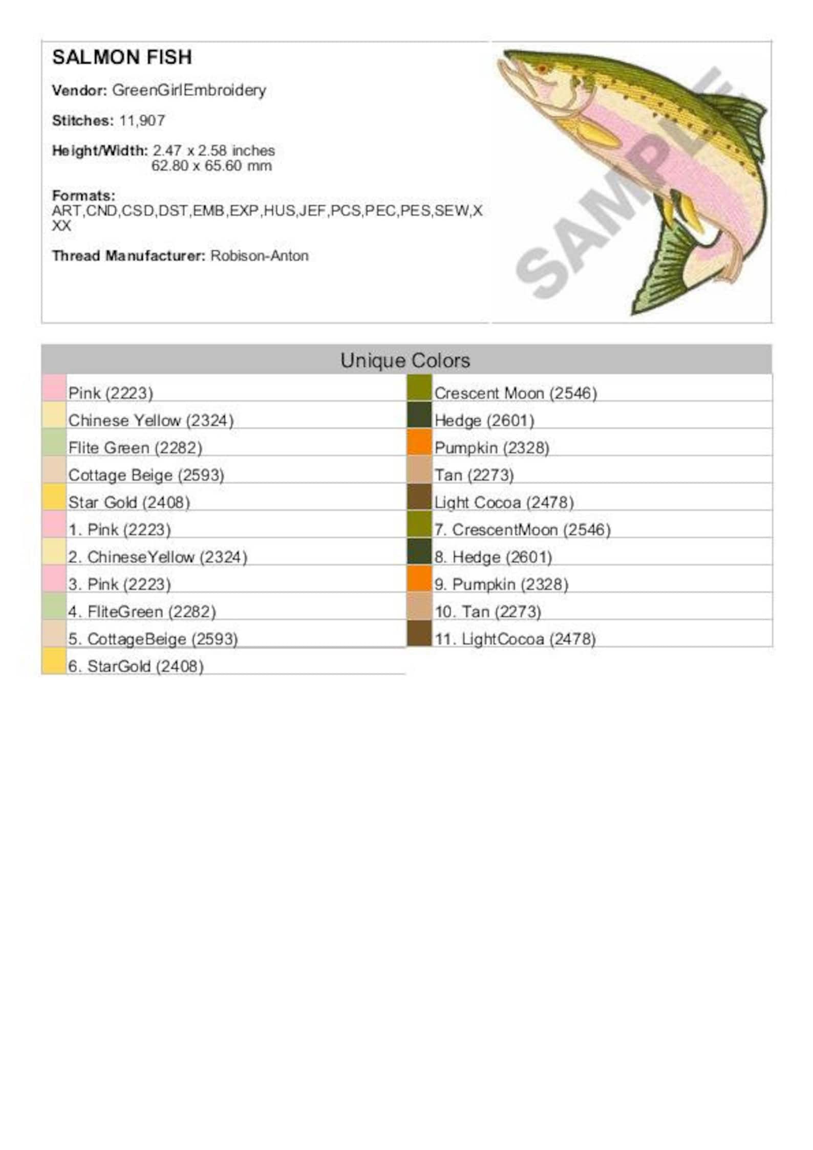 Salmon Fish Machine Embroidery Design - Etsy