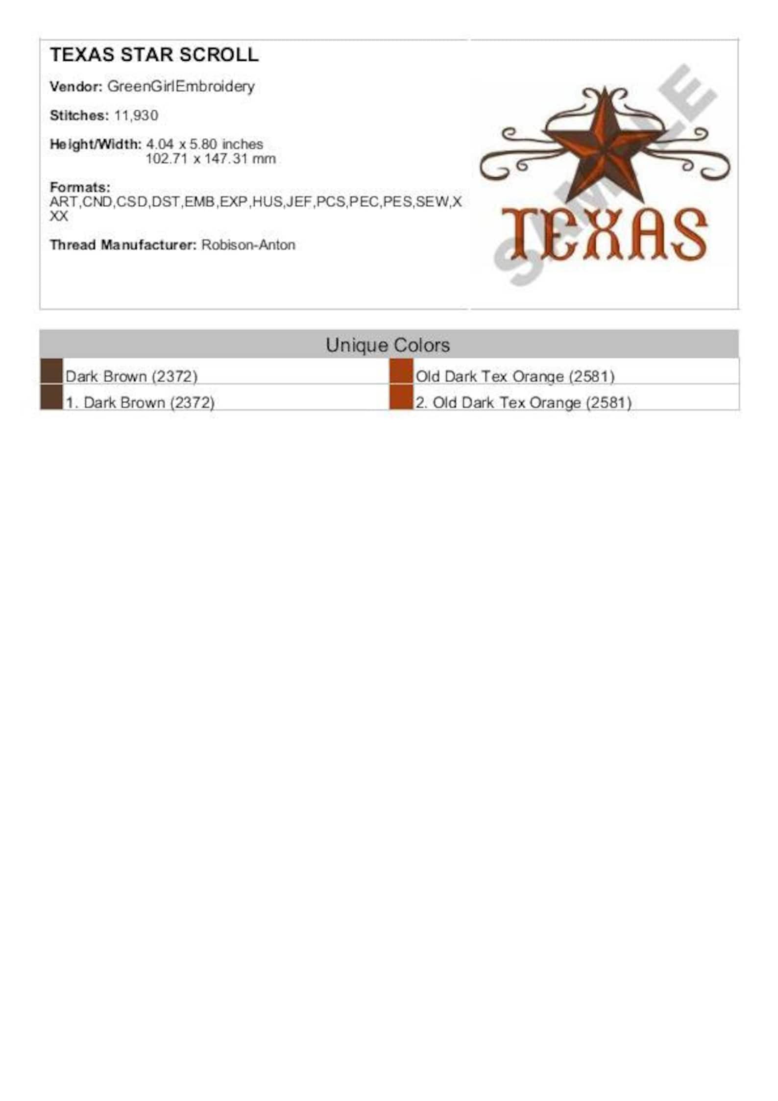 Texas Star Scroll Machine Embroidery Design - Etsy