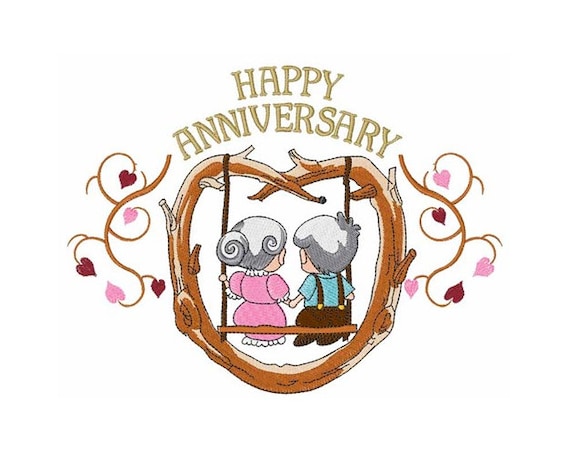 Happy Anniversary Machine Embroidery Design - Etsy