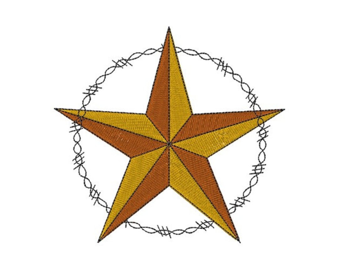 Western Star and Barbed Wire - Machine Embroidery Design - Etsy