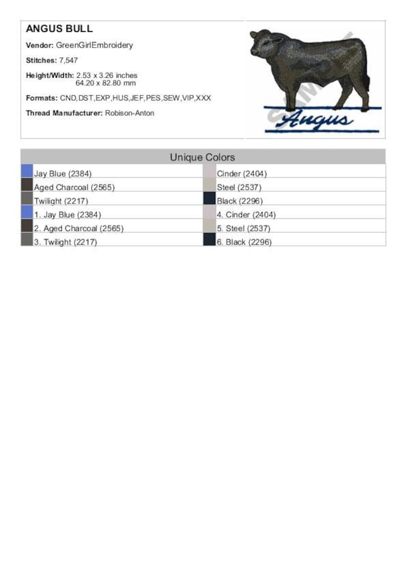 Angus Bull Machine Embroidery Design - Etsy