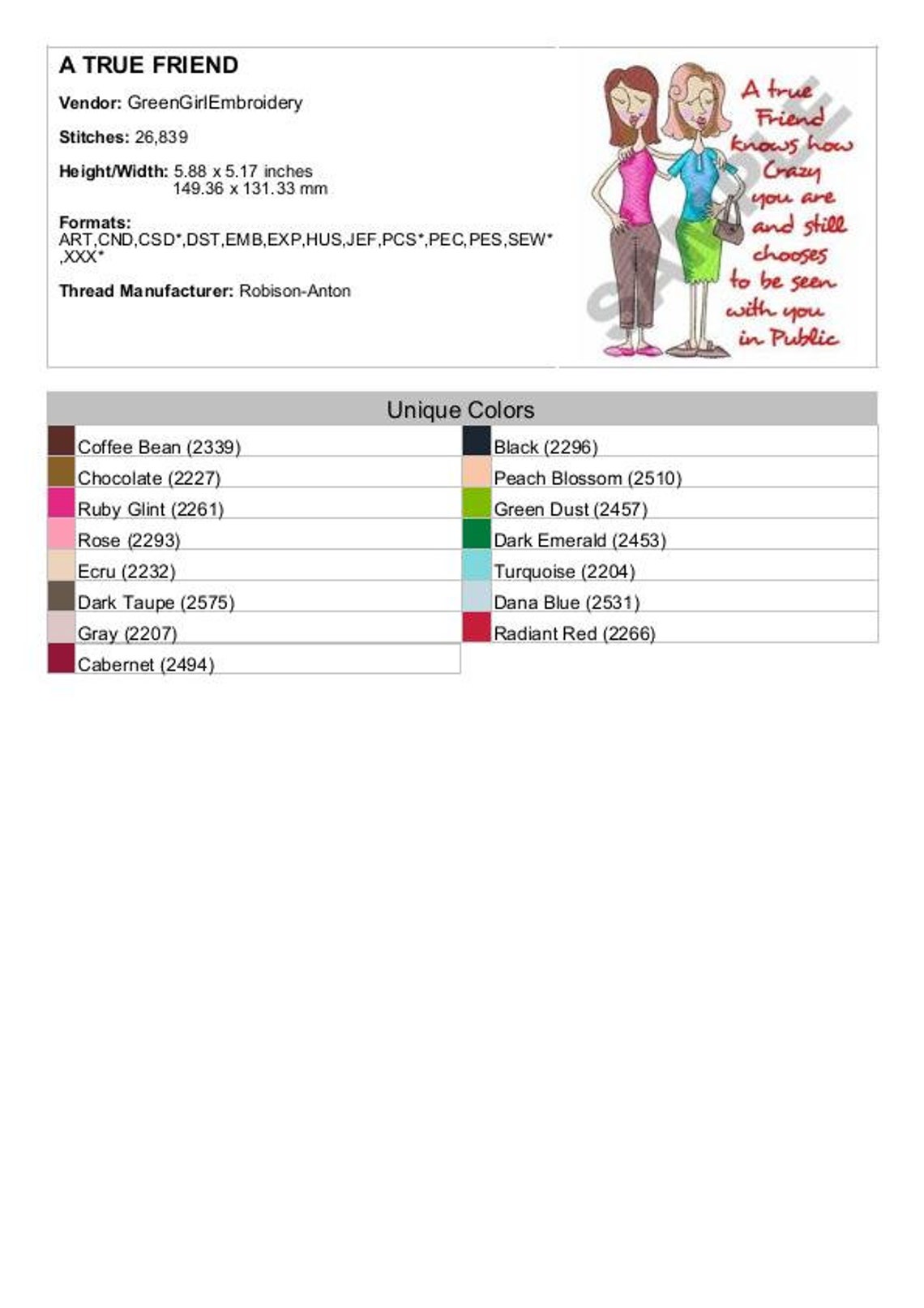 A True Friend - Machine Embroidery Design - Etsy