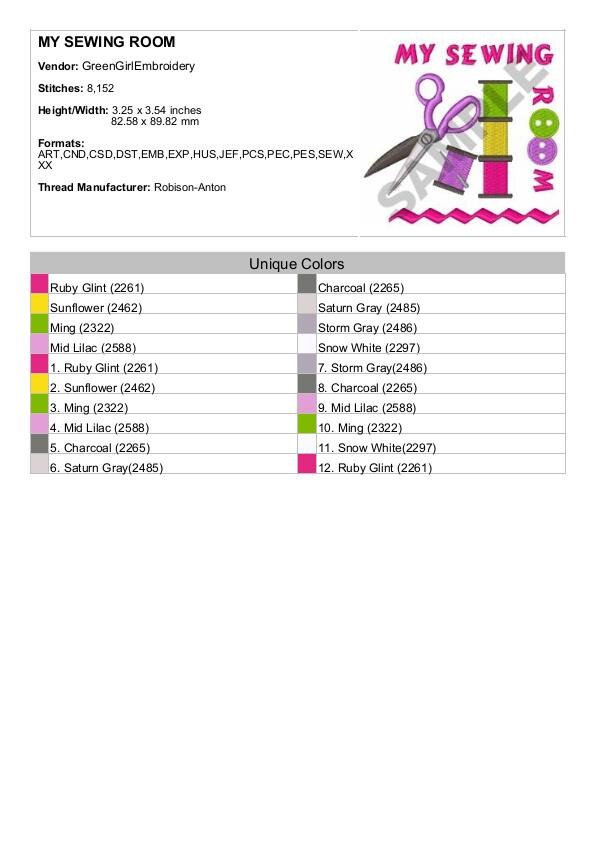 My Sewing Room Machine Embroidery Design - Etsy