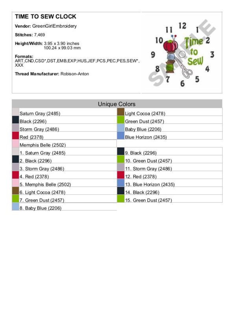 Time to Sew Clock Machine Embroidery Design - Etsy