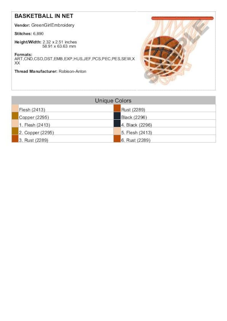 Basketball in Net - Machine Embroidery Design - Etsy