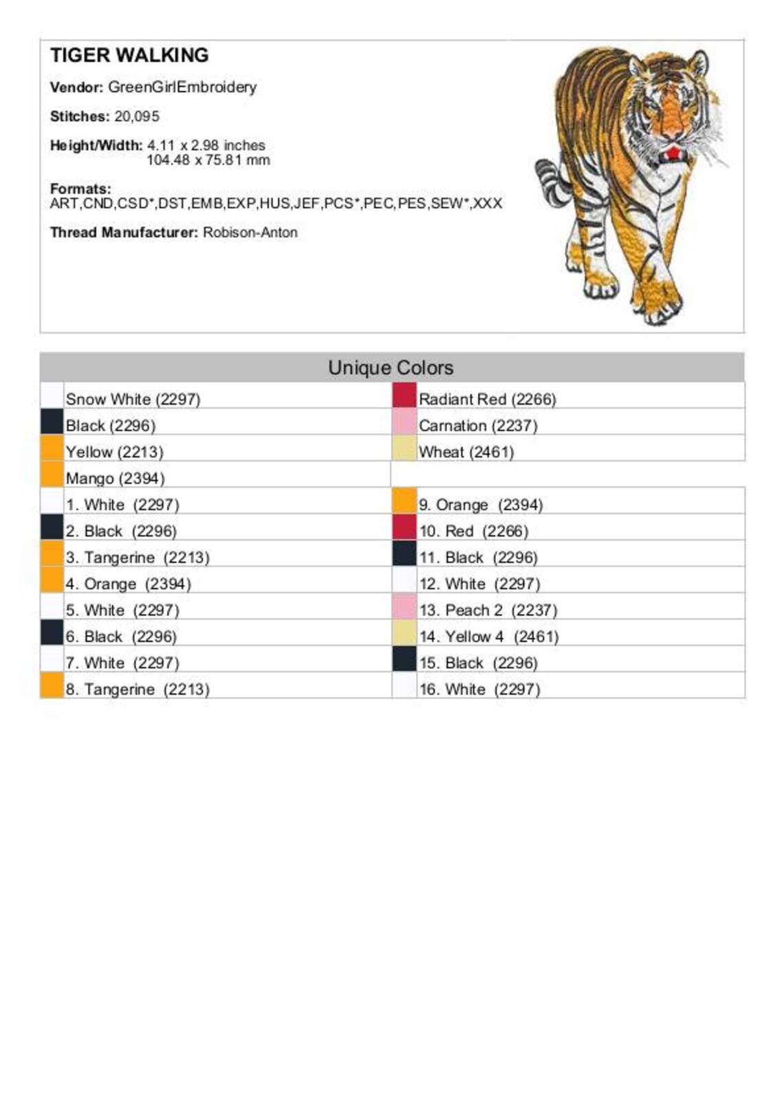 Tiger Walking - Machine Embroidery Design - Etsy