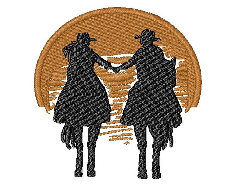 Cowboy and Cowgirl Sunset - Machine Embroidery Design - Etsy