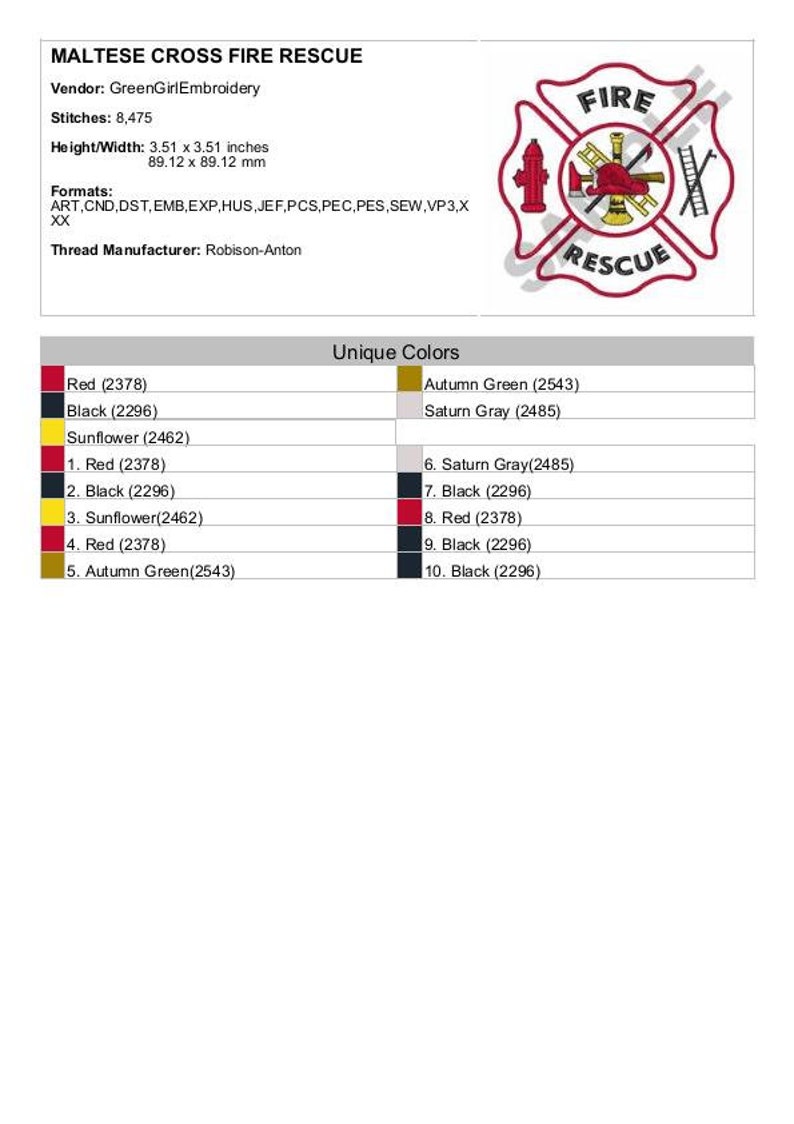 Maltese Cross Fire Rescue Machine Embroidery Design - Etsy