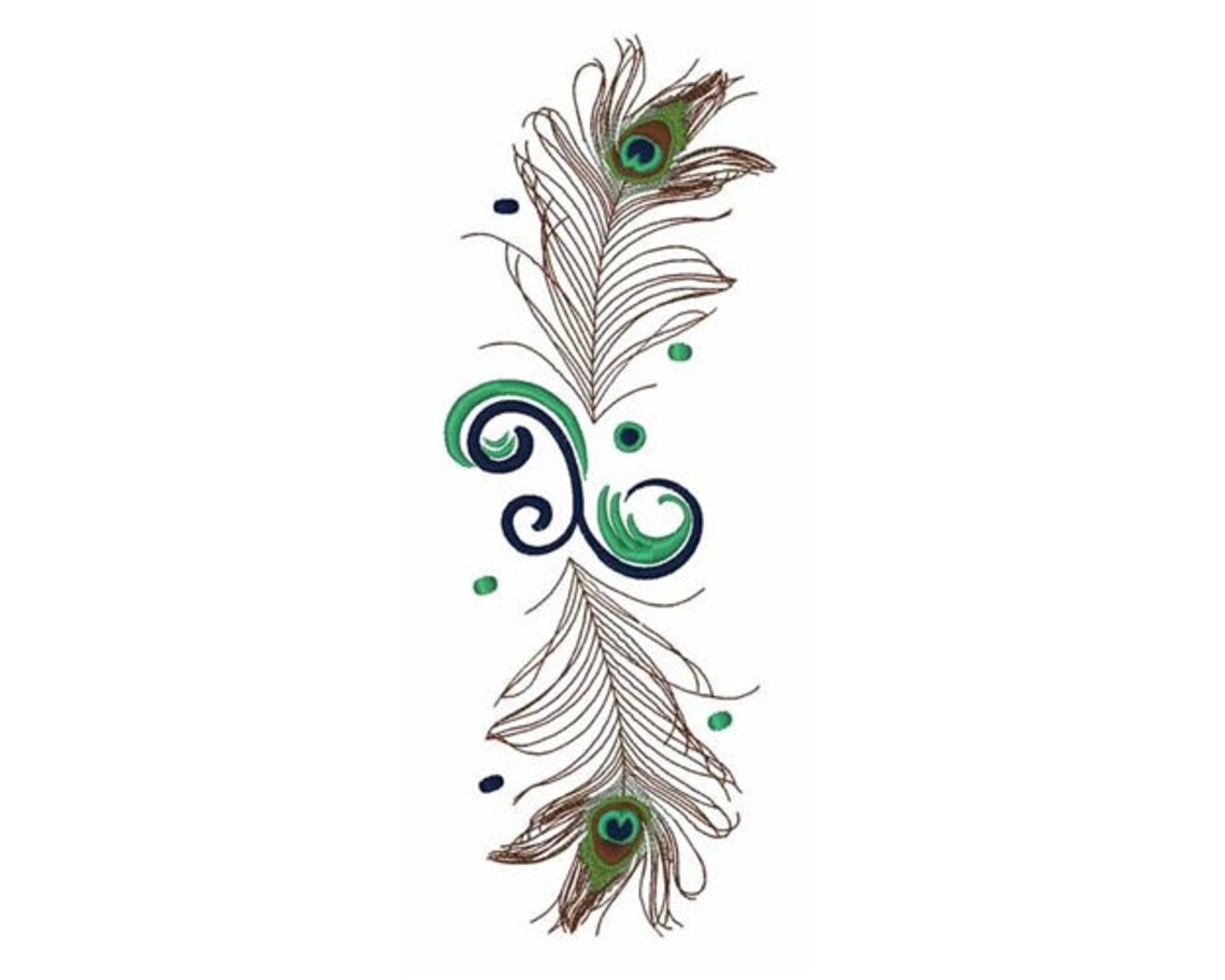 Peacock Feather Border Machine Embroidery Design - Etsy