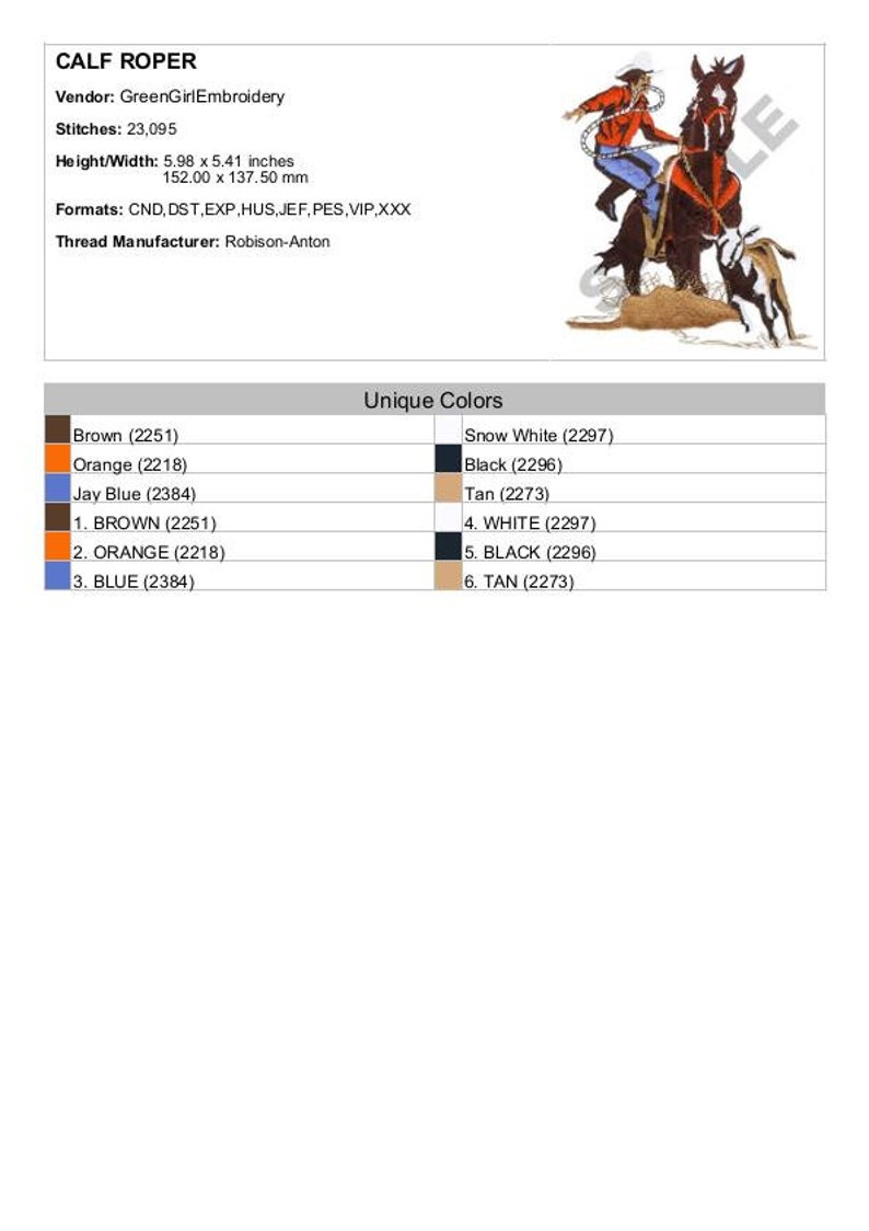 Calf Roper Machine Embroidery Design - Etsy