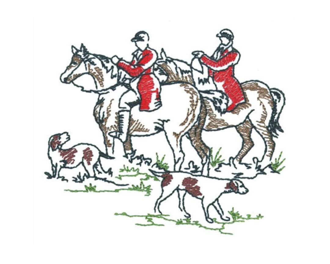 English Fox Hunters - Machine Embroidery Design - Etsy