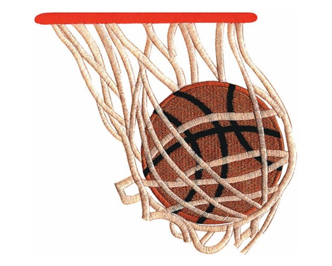 Basketball in Hoop - Machine Embroidery Design - Etsy