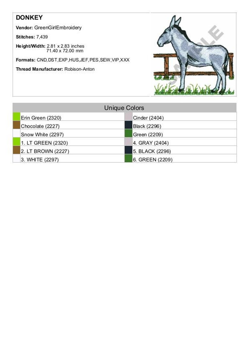 Donkey Machine Embroidery Design - Etsy