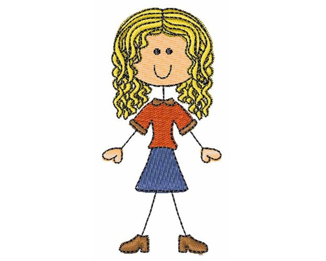 Girl Stick Figure - Machine Embroidery Design - Etsy