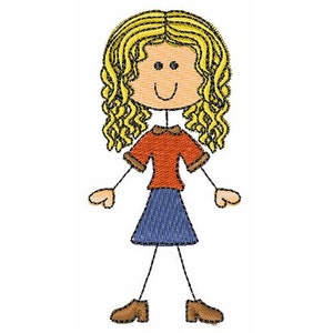Girl Stick Figure Machine Embroidery Design - Etsy