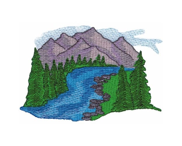 Mountains Lake Machine Embroidery Design Mountains Camping Hiking