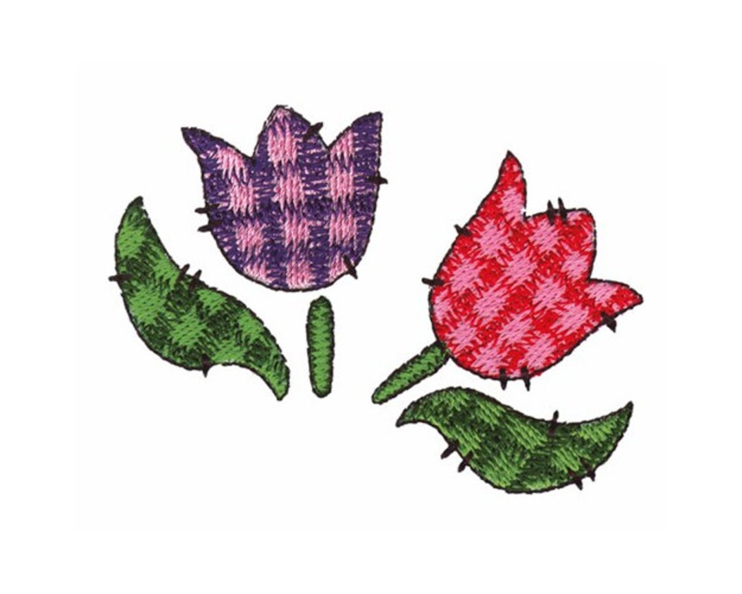 Gingham Flowers Machine Embroidery Design - Etsy