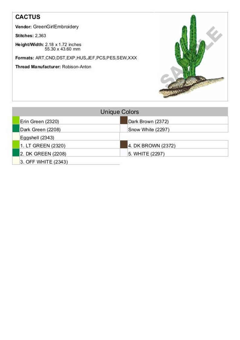 Cactus Machine Embroidery Design - Etsy