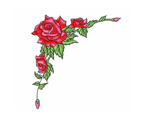 Rose Corner Border Design Vector Floral Card Frame Bouquet Design With