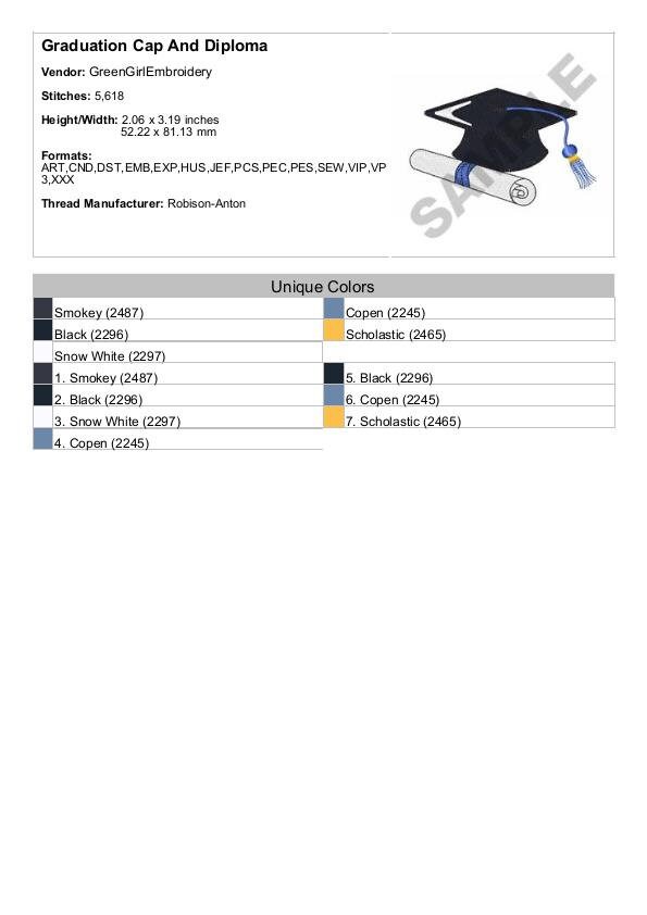 Graduation Cap and Diploma Machine Embroidery Design - Etsy