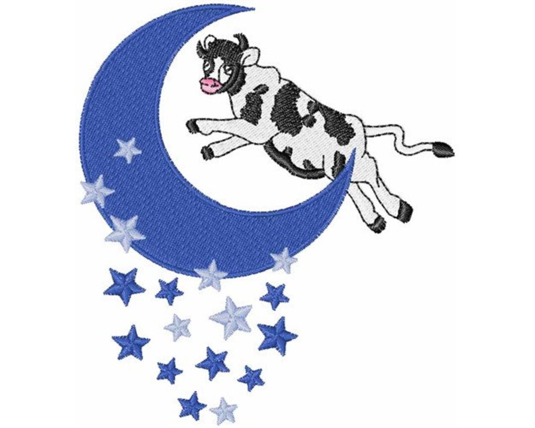 Cow Jumped Over the Moon - Machine Embroidery Design - Etsy